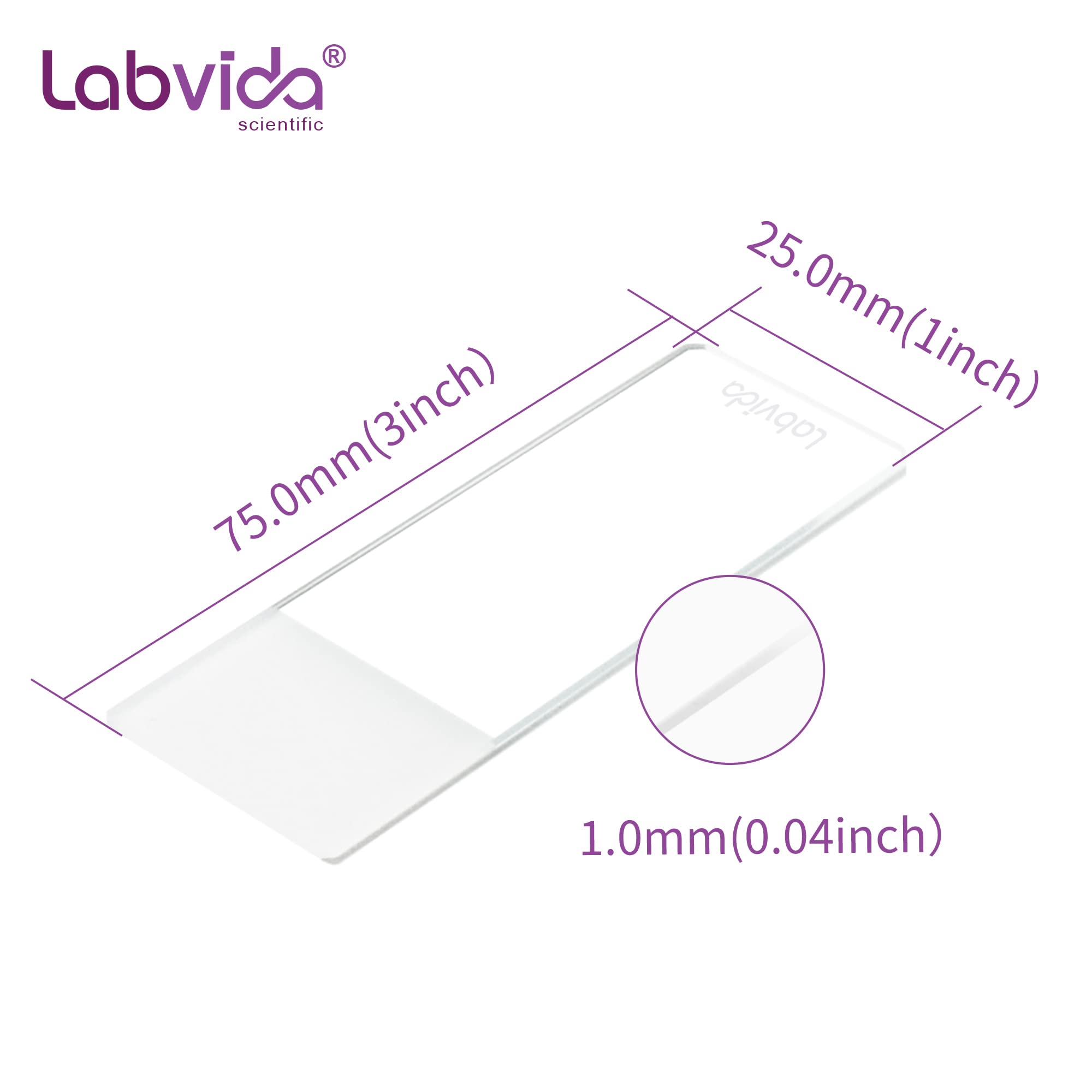 Labvida 72pcs x 20 Boxes of Pre-Cleaned White Color Frosted Microscope Slide, Dim.75mmx25mm, Super Grade Glass, Ground Edges, 45° Safety Corners, LVQ034WX