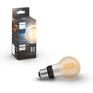 philips hue smart 40w a19 filament led bulb - white ambiance warm-to-cool white light - 1 pack - 550lm - e26 - indoor - control with hue app - works with alexa, google assistant and apple homekit