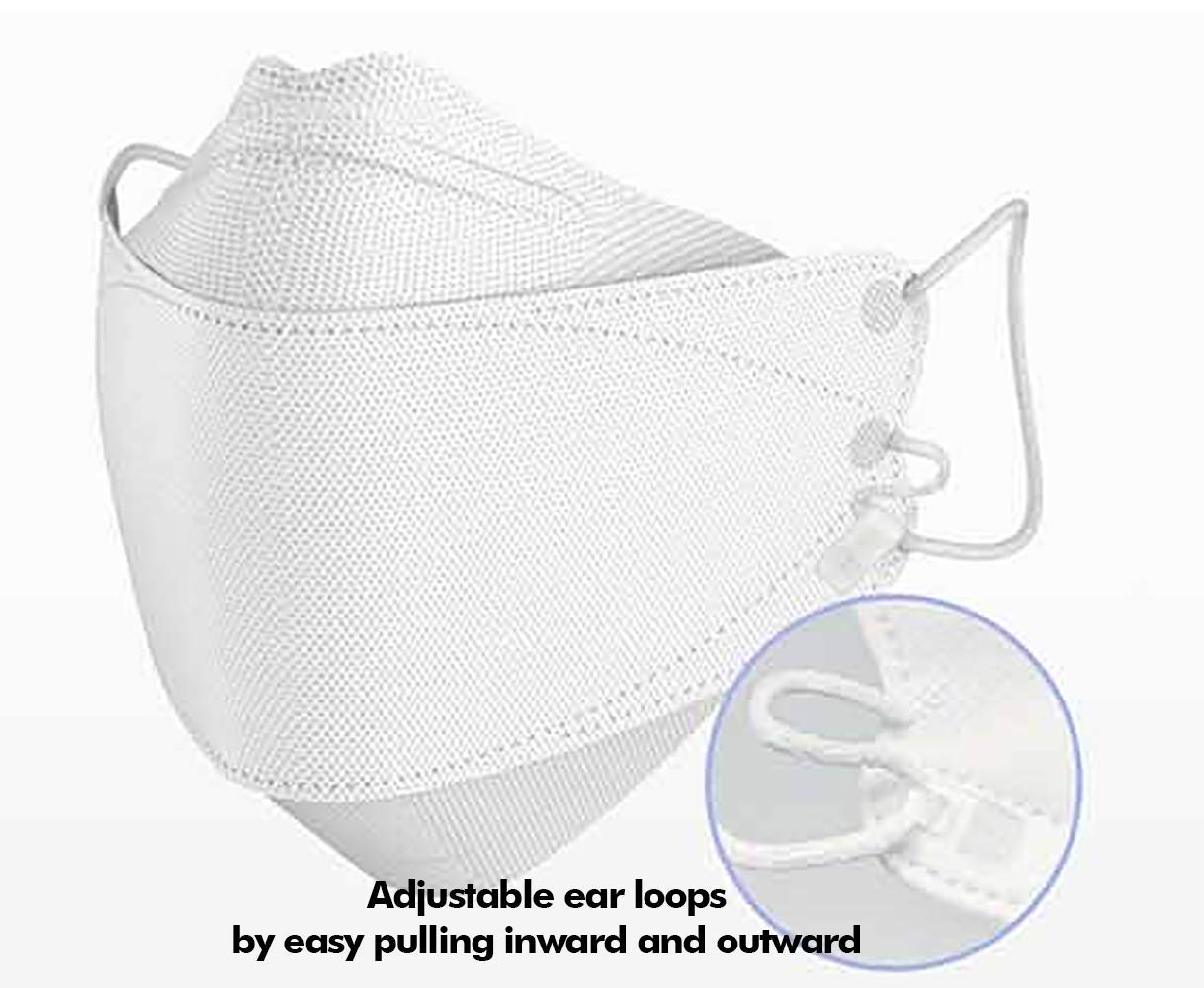 (Pack of 10) [EverGreen CleanTop] (Adjustable Strap) 4-Layers Premium Filters (KF94 Certified) Face Mask (Made in Korea) Respirators Protective Disposable Safety Dust Covers (Adults) Individual Packaged - White -