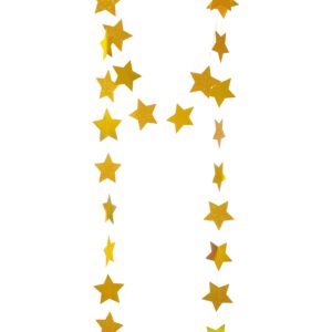 WEVEN Gold Glitte Star Garland Reflective Paper Party Streamers Twinkle Star Banner Backdrop for Wedding Baby Shower Nursery Graduation Party Decoration Supplies, 3" in Diameter, 20 Feet in Total