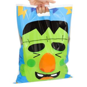 JOYIN 72 Pcs Halloween Treat Bags with 6 Designed Characters, Halloween Plastic Goodie Bags, Halloween Candy Bags, Halloween Trick or Treat Bags for Halloween Snacks Stuffers Party Favor Supplies