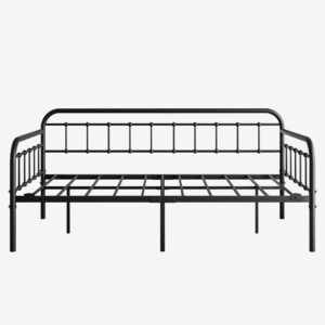 Crocofair Metal Daybed Frame Heavy Duty Slats Sofa Bed Platform Mattress Foundation Twin Daybed No Box Spring Needed(Black Twin)