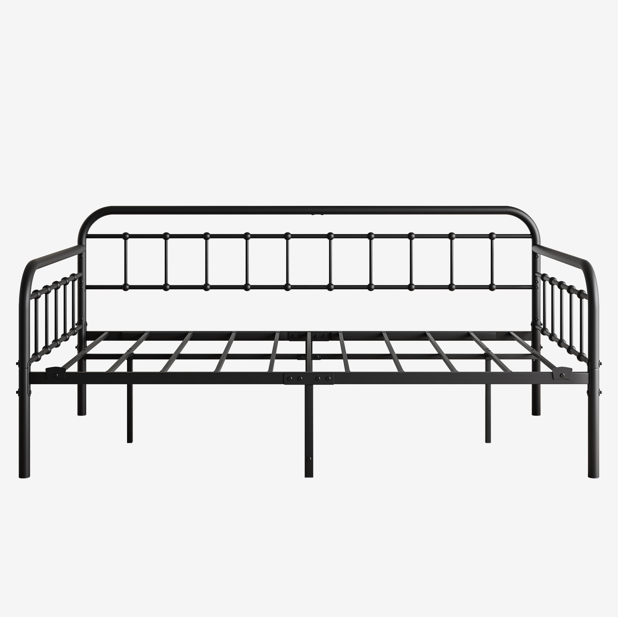 Crocofair Metal Daybed Frame Heavy Duty Slats Sofa Bed Platform Mattress Foundation Twin Daybed No Box Spring Needed(Black Twin)