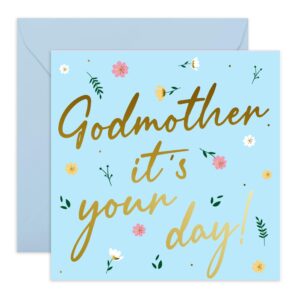 central 23 mother's day card for her - 'godmother its your day' - sweet birthday card for godmother - godmother birthday card - cute birthday cards for women - comes with cute stickers