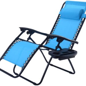 Topment Folding Patio Lawn Beach Recliner Outdoor Zero Gravity Lounge Chair, 1 PC, Blue