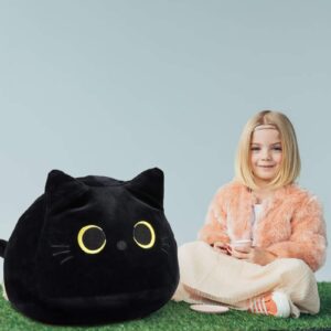 Bisceolife Plush Toy Black Cat, Cat Plush Toy Pillow, Creative Cat Shape Pillow, Cute Cat Plush Toy Gift for Girl Boy Girlfriend