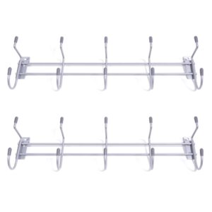 crownwall heavy duty steel coat hooks bracket with 10 pegs, compatible slat wall storage organizer (2 pack)