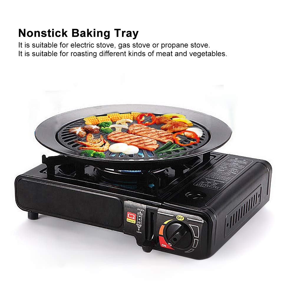 Grill Plate, Smokeless Stovetop Barbecue Grill, Korean BBQ Grill Pan, Even Heating and Easy to wash Iron Multi Pan, Nonstick Coating, Grease Drainage Hole