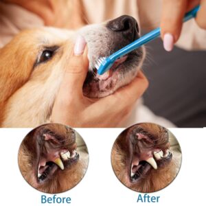 AZOFFYIU Dog Toothbrush Set, Triple Head Dog Toothbrushes, Double Head Toothbrush,Finger Rubber Toothbrushes,Multi-Angle Dental Cleaning Brushes for Dog Cat Oral Dental Health