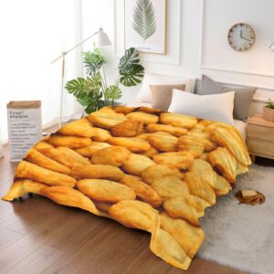 Golden Chicken Nuggets Throw Blanket Flannel Fleece Air Conditioning Quilt Best Gift Lightweight Cozy Plush Blanket for Sofa Chair Bedroom M 60"x50" for Teens