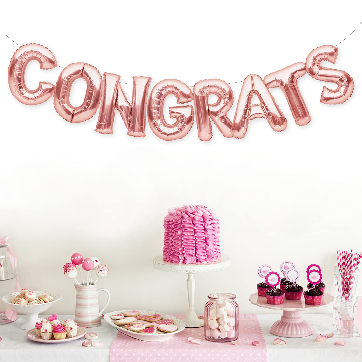 Big Congrats Balloon Rose Gold 16 inch Letters Banner Graduation Party Decorations Supplies