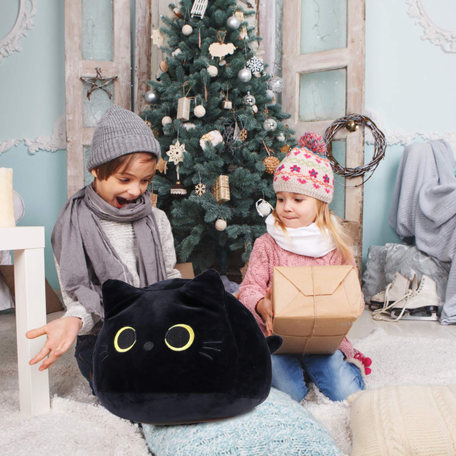 Bisceolife Plush Toy Black Cat, Cat Plush Toy Pillow, Creative Cat Shape Pillow, Cute Cat Plush Toy Gift for Girl Boy Girlfriend