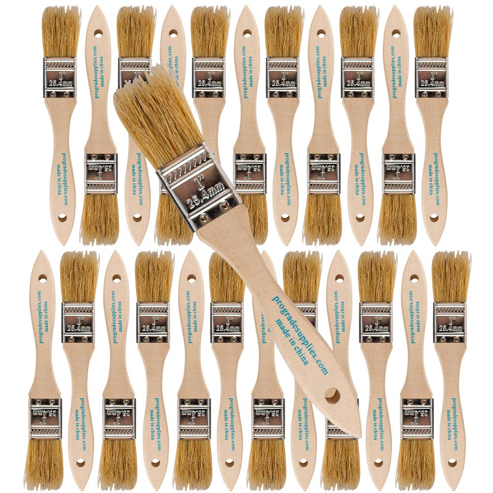 Vermeer Chip Paint Brushes - 24-Pack - 1" Chip Brushes for Paints, Stains, Varnishes, Glues, & Gesso - Home Improvement - Interior & Exterior Use