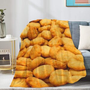 Golden Chicken Nuggets Throw Blanket Flannel Fleece Air Conditioning Quilt Best Gift Lightweight Cozy Plush Blanket for Sofa Chair Bedroom M 60"x50" for Teens