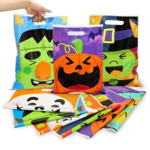 JOYIN 72 Pcs Halloween Treat Bags with 6 Designed Characters, Halloween Plastic Goodie Bags, Halloween Candy Bags, Halloween Trick or Treat Bags for Halloween Snacks Stuffers Party Favor Supplies