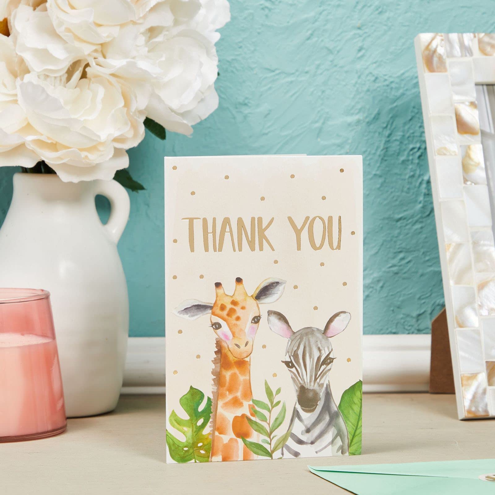 Pipilo Press Safari Baby Shower Thank You Cards with Envelopes, Seal Stickers (4x6 In, 48 Pack)