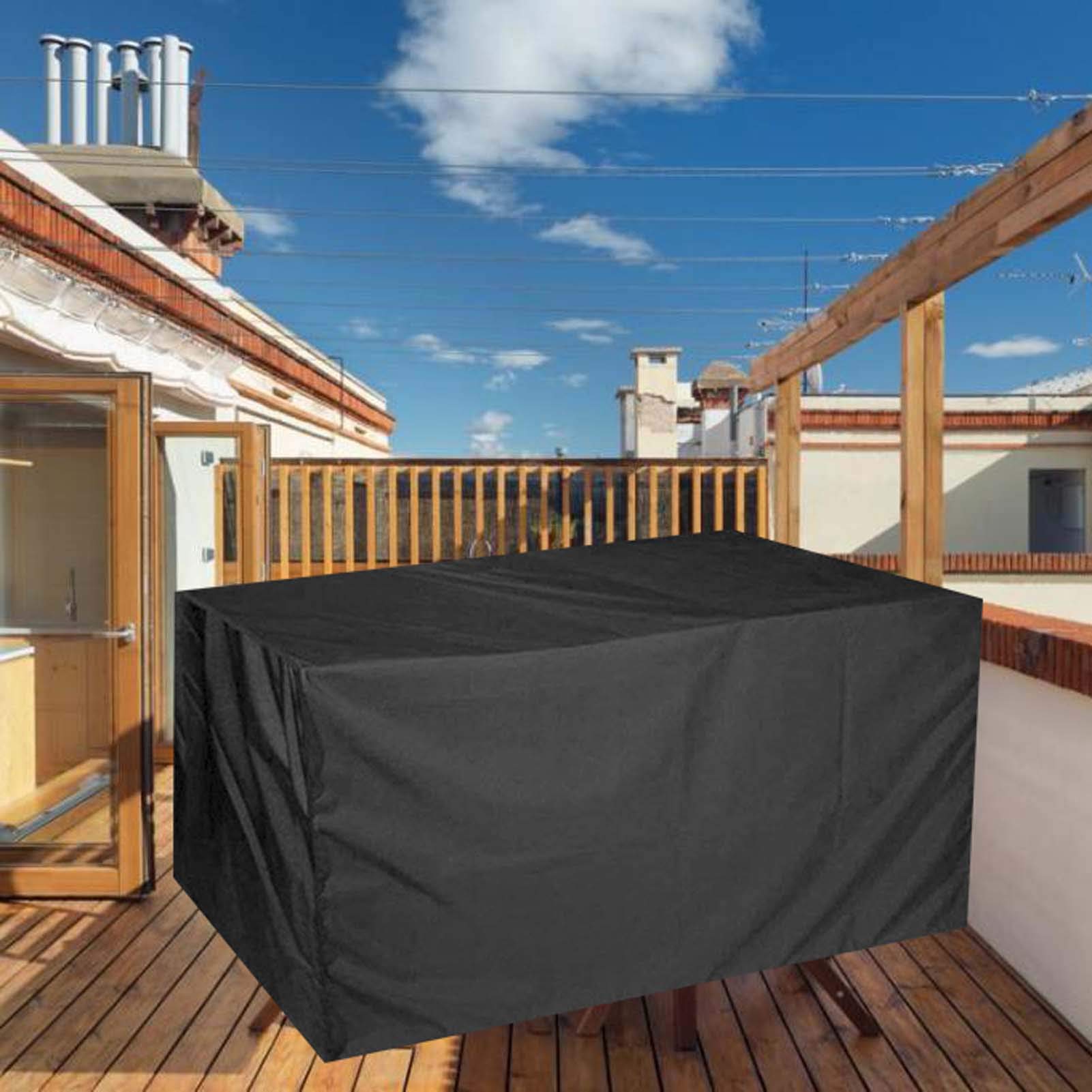 WZDD 100x100x31 Inch Rectangular Patio Furniture Cover Set, Outdoor Furniture Covers Waterproof, Patio Table and Chair Cover, 420D Heavy Duty Square Furniture Covers for Garden, Black