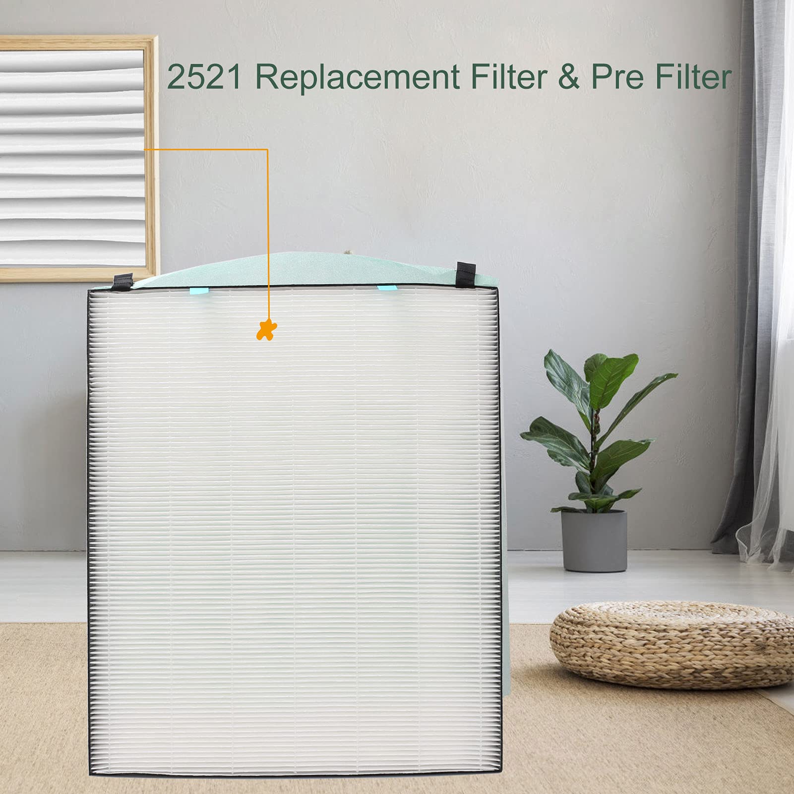 Replacement 400 Filter for Bissell Air400-2521 Pre Filter, 2520 Active Carbon Filter, Filter with 1 Carbon Filter, Compared to Part 2521, 2520