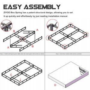 ZIYOO King Box Spring, 7 Inch Metal Box Springs, Strong Metal Frame Support for 1500lbs, Mattress Foundation, Easy Assembly, No Noise