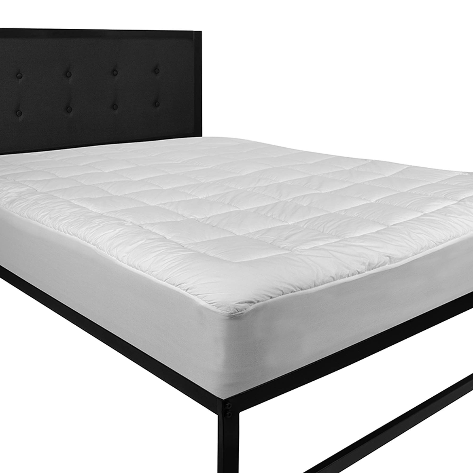 Flash Furniture Capri Comfortable Sleep Mattress Pad-Cotton Top-Deep Pockets-Hypoallergenic, King, White