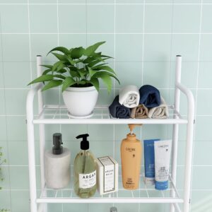 HAHRIR 3-Shelf Bathroom Organizer Over The Toilet Space Saver Over The Toilet Rack Bathroom Corner Stand Storage Organizer (White)