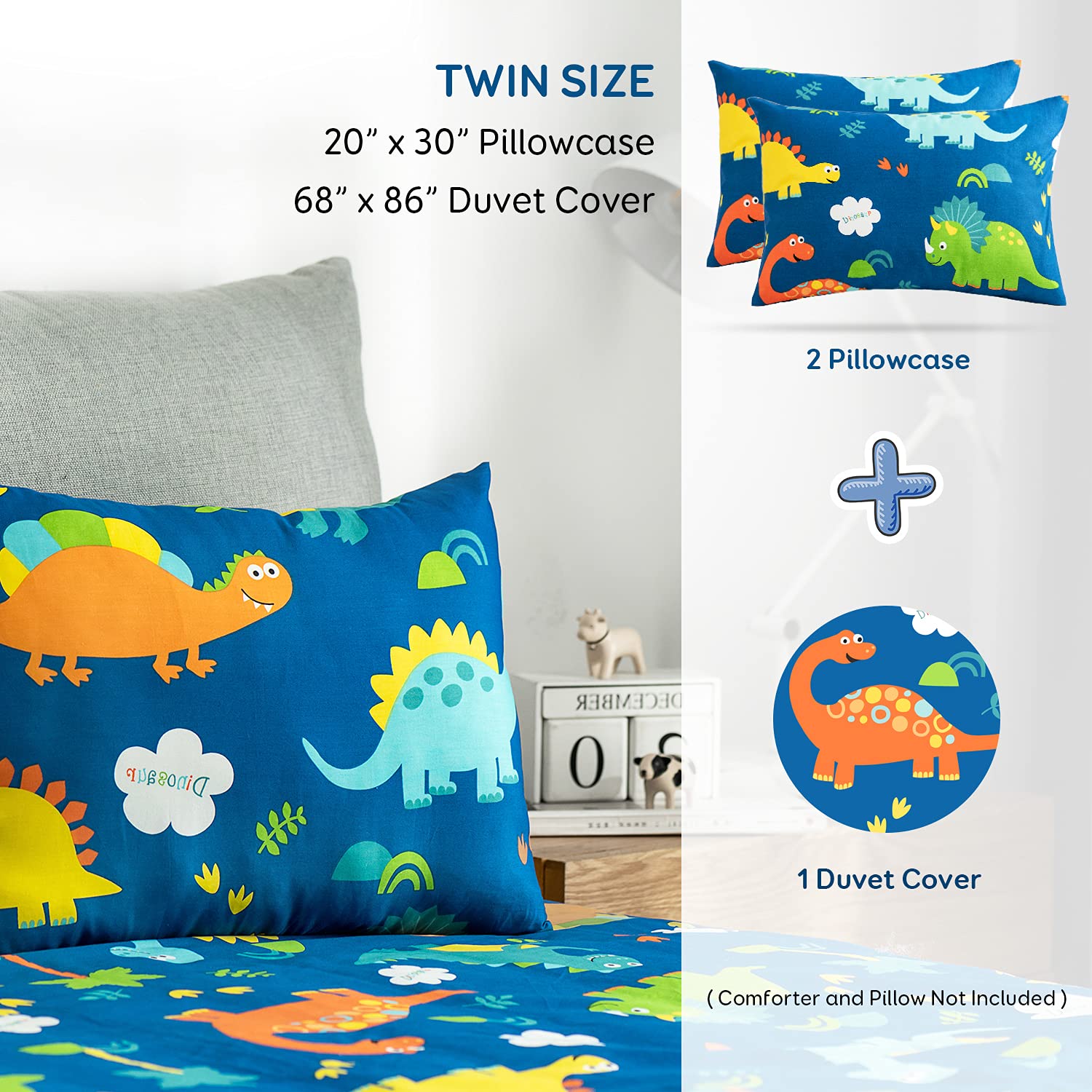 Sivio Unicorn Duvet Cover Twin Size 68x86 Inch Quilt Cover Set with 2 Pillowcases - Twin Size