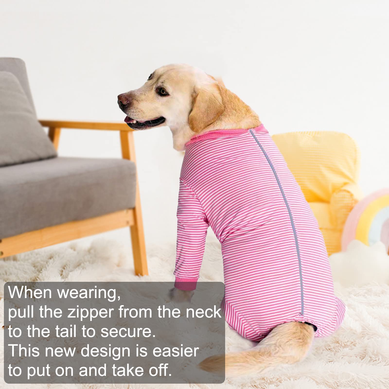 Yeapeeto Dog Onesie Surgery Recovery Suit for Large Medium Bodysuit Dogs Pajamas PJS Full Body for Shedding, Prevent Licking, Wound Protection, Cone Alternative (4X-Large (Pack of 1), Pink)