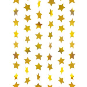 weven gold glitte star garland reflective paper party streamers twinkle star banner backdrop for wedding baby shower nursery graduation party decoration supplies, 3" in diameter, 20 feet in total