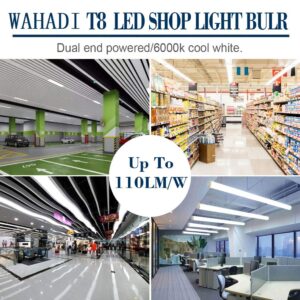 WAHADI 6 Pack 6FT T8 LED Tube Light Bulbs 40W 6000K Daylight with Dual-Row LED Single pin Fa8 Cap 6 Foot T10 T12 Fluorescent Lamp Replacement for Garage, Shop, Warehouse