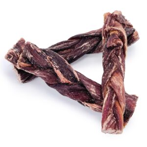 ValueBull Braided Beef Gullet Sticks for Dogs, Thick 6", 25 ct. - Beef Esophagus Dog Treats, Chondroitin Joint Support