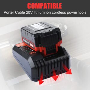 2Pack 20V 6.5A PCC685L Replacement Porter Cable 20V Lithium Battery for Porter Cable 20-Volt Power Tools PCC685LP PCC680L PCC681L PCC682L + Porter-Cable 20V Battery Charger