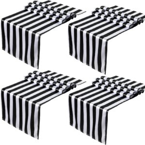 tatuo black and white striped table runner polyester table decor elegant classic tablecloth machine washable for christmas indoor outdoor events family dinner banquet(4 pieces,12 x 72 inch)