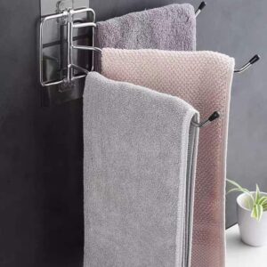 Rotating Towel Holder Rack for Kitchen Bathroom - Stainless Steel Wall Mounted Towel Bar with 3-Arm