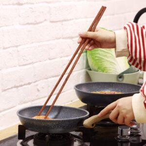 Long Cooking Chopstick Chinese Natural Wooden Chopstick Long Hot Pot Chopstick Wooden Frying Chopstick for Hot Pot, Frying, Noodle, Cooking Favor, 16.5 Inch (Red Sandalwood, 5 Pairs)