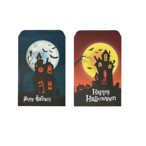 Iconikal Halloween Cookie Sleeves 120-Count - Spooky House & Jack-O-Lantern Designs - Perfect for Baked Goods, Treat Favors, Gifts