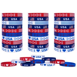 american flag silicone bracelet 40pcs, presidential inauguration patriotic party fourth 4th of july party accessories wristband usa veterans day red white and blue decoration memorial day favors