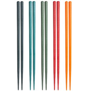 SUPJOYES 5-Pairs Colorful Reusable Chopsticks: Japanese Chinese Fiberglass Chopsticks Dishwasher Safe, Japanese Stick Gift Set with Gift Box, Non-Slip Chop Sticks