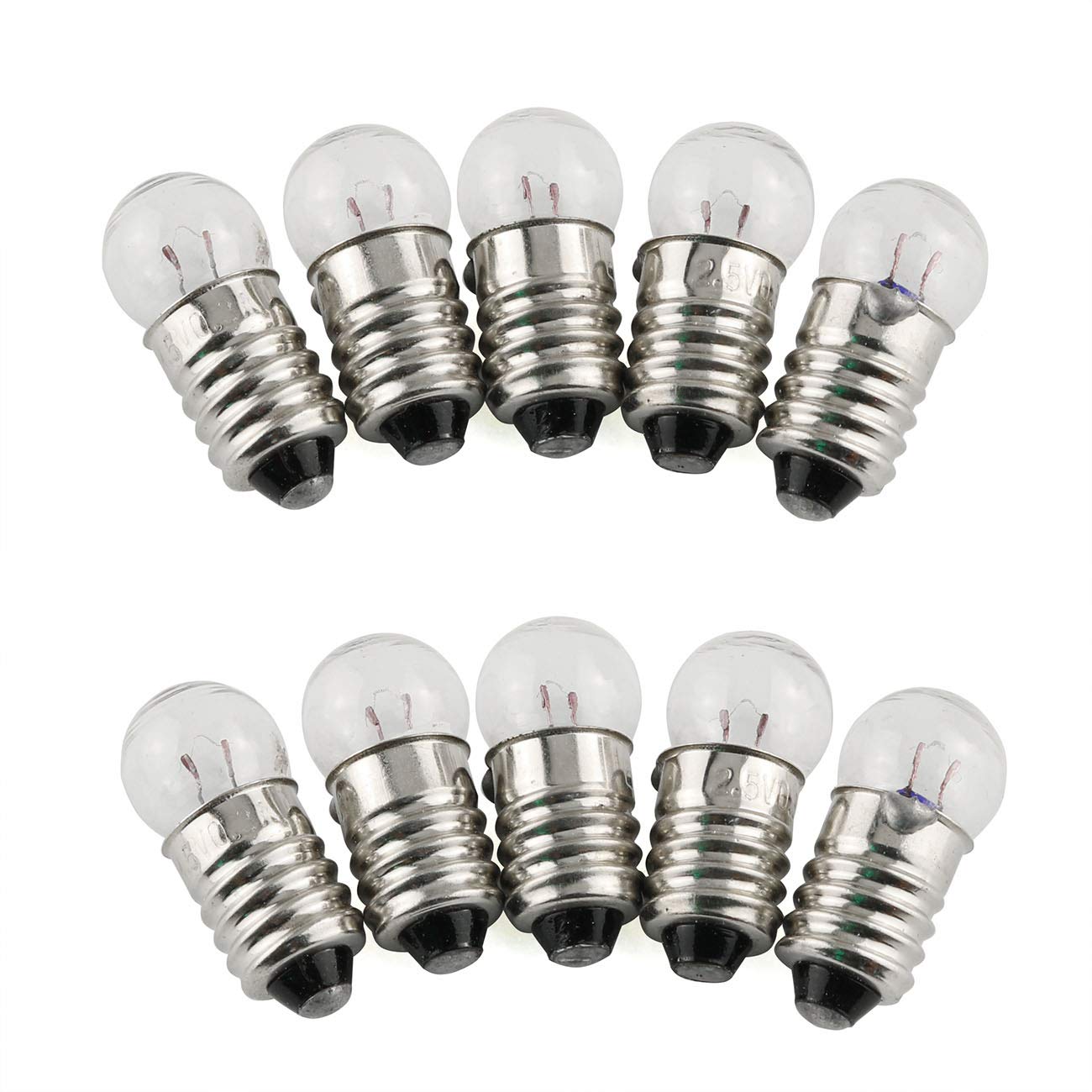 E-outstanding 25pcs E10 Mini Light Bulbs Screw Base Indicator Light Incandescent Bulb DIY Old-Fashioned Flashlight Lamp Warm Yellow Light, 2.5V 0.3A