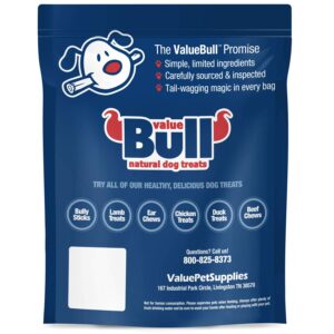 ValueBull Braided Beef Gullet Sticks for Dogs, Thick 6", 25 ct. - Beef Esophagus Dog Treats, Chondroitin Joint Support