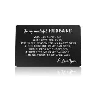 husband gift from wife engraved metal card gifts for husband anniversary valentines day gifts for him men thank you husband gifts wedding day gift inspirational christmas card for husband from wife