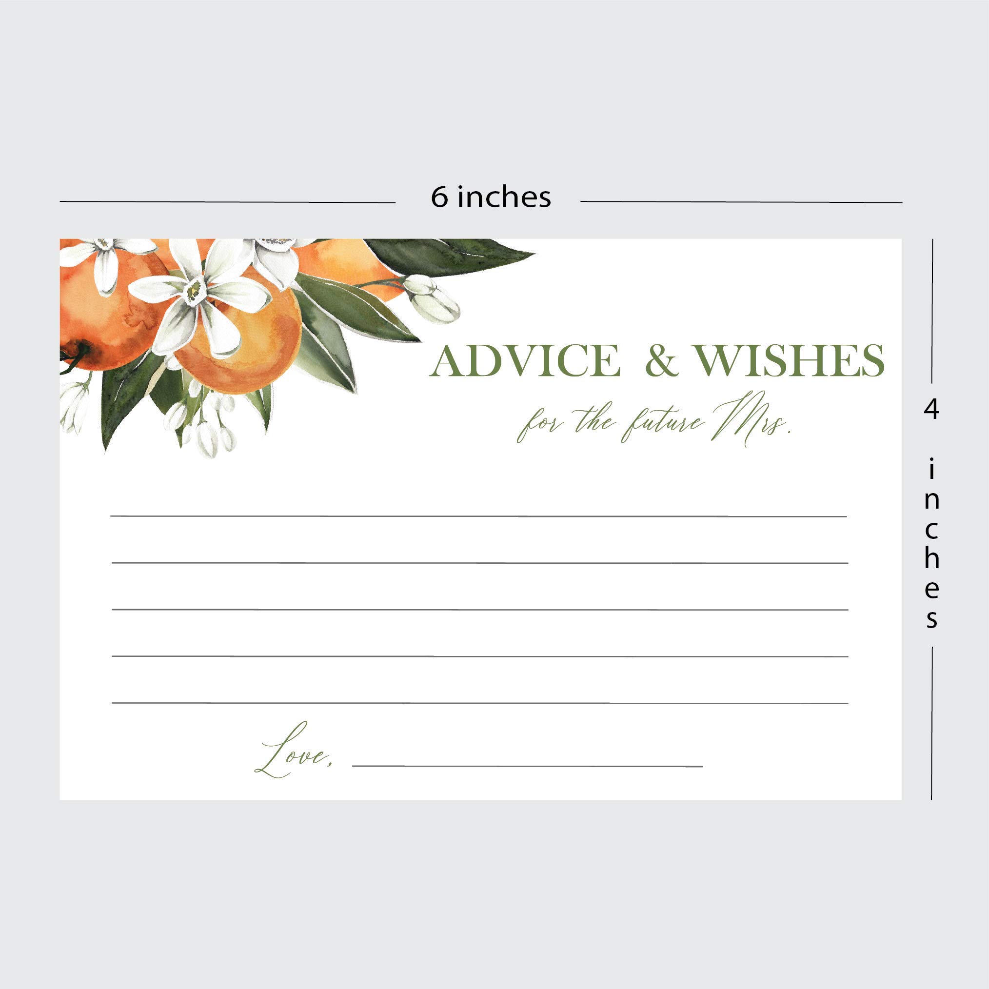 Orange Theme Advice and Wishes Cards, Set of 50, Advice Cards for Bridal Shower, Bridal Shower Advice Cards, Citrus Bridal Shower, Mimosa Bridal Shower