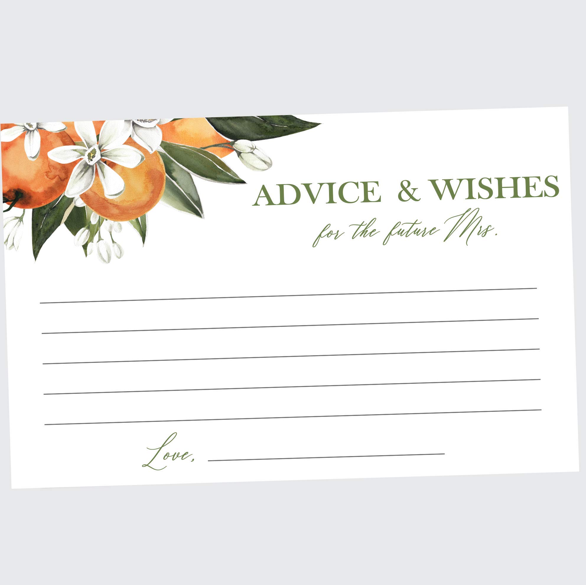 Orange Theme Advice and Wishes Cards, Set of 50, Advice Cards for Bridal Shower, Bridal Shower Advice Cards, Citrus Bridal Shower, Mimosa Bridal Shower