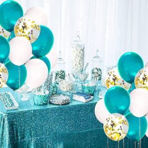 Teal White Gold Balloons Teal White Gold Birthday Decorations Women 15pcs Balloons Teal Gold Bridal Shower Decorations/Turquoise Gold Wedding Decorations