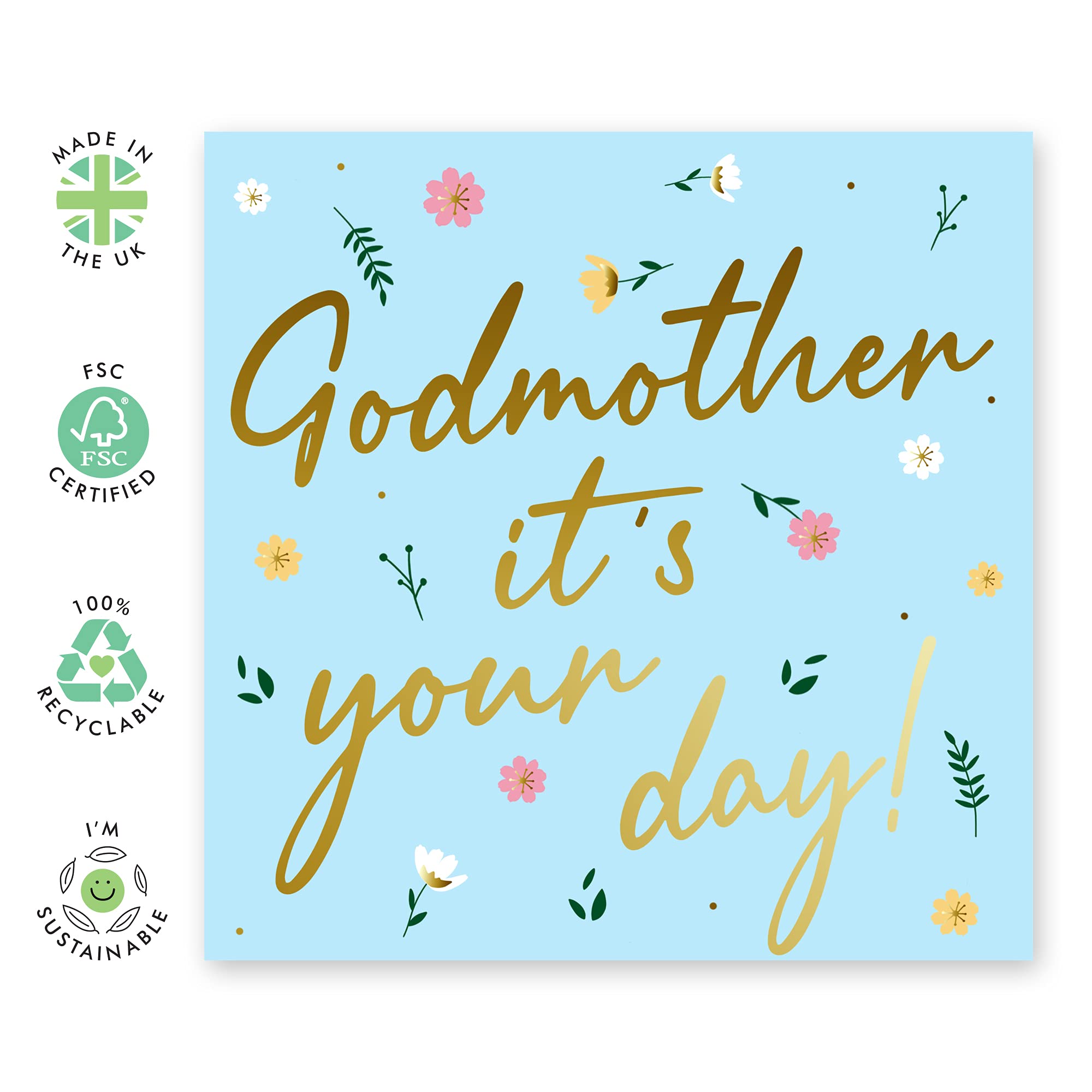 CENTRAL 23 Mother's Day Card for Her - 'Godmother Its Your Day' - Sweet Birthday Card for Godmother - Godmother Birthday Card - Cute Birthday Cards for Women - Comes with Cute Stickers