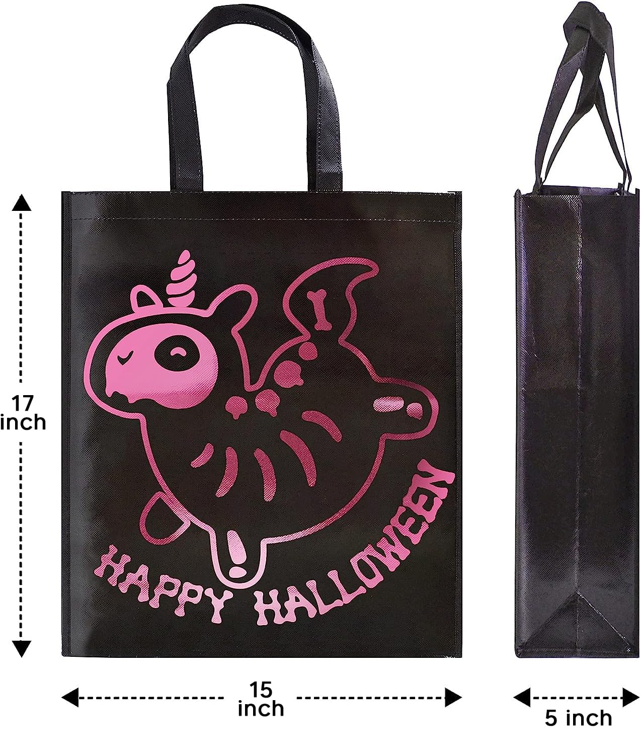 JOYIN 12 Pcs Halloween Treat Tote Bags in 6 Metal Shining Skeleton Design, 17" Large Reflective Halloween Character Trick or Treat Bags, Halloween Goodie Gift Candy Bags Halloween Party Favor Party Supplies