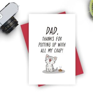 Kirynurd Decolove Funny Card for Dad, Birthday Card for Daddy, Fathers Day Card for Cat Lover