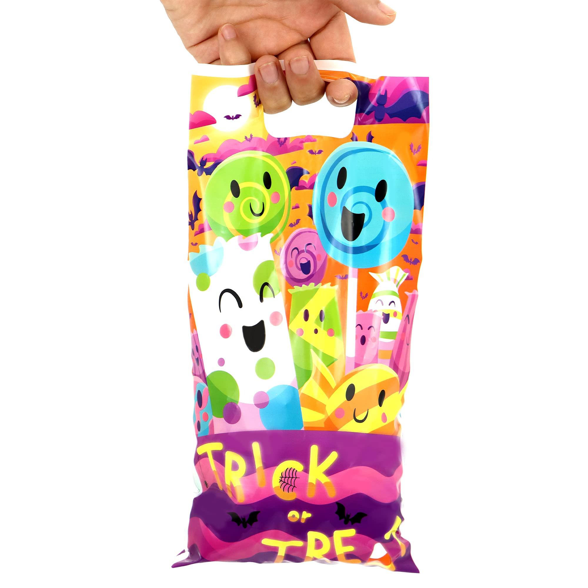 JOYIN 72 Pcs Halloween Plastic Treat Bags with Double-side Print, Halloween Candy Cookie Bags, Halloween Goodie Bags Gift Bags for Halloween Party Favors, Trick-or-Treating, Halloween Treats