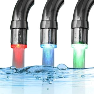 3-color temperature sensitive gradient led light kitchen bathroom faucet water shower head kids wash hands more led faucet aerator replacement for kitchen, bathroom, bath basin, sink (3 color 1pcs)