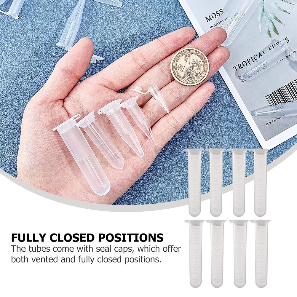 200pcs Tubes, 10ml Plastic EP Tube Round Bottom Centrifuge Tube, Clear Graduated Test Tubes with Snap Cap for Sample Storage