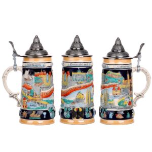 AEIDDRWAA 0.85L Beer Stein German Ceramic Mug Oktoberfest Tankard Eagle Deutschland Bierkrug Drinking Glass Horn Coffee Stine for Men Tankard Petwer Lid Germany Gifts Souvenirs Gift Box